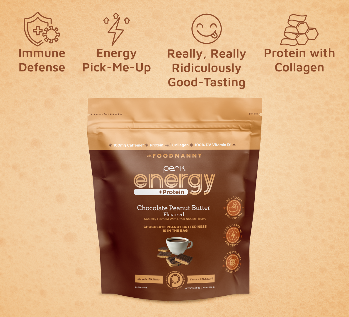 Energy + Extra Protein Chocolate Peanut Butter – Perk Energy